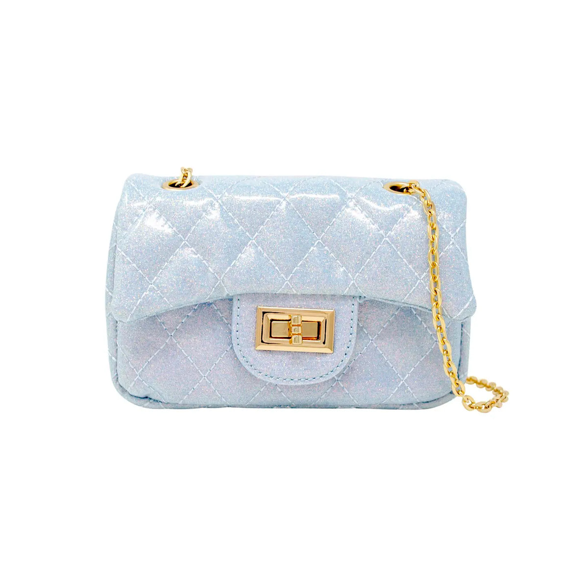 Classic Quilted Sparkle Purse - Sky Blue – Lily Jane